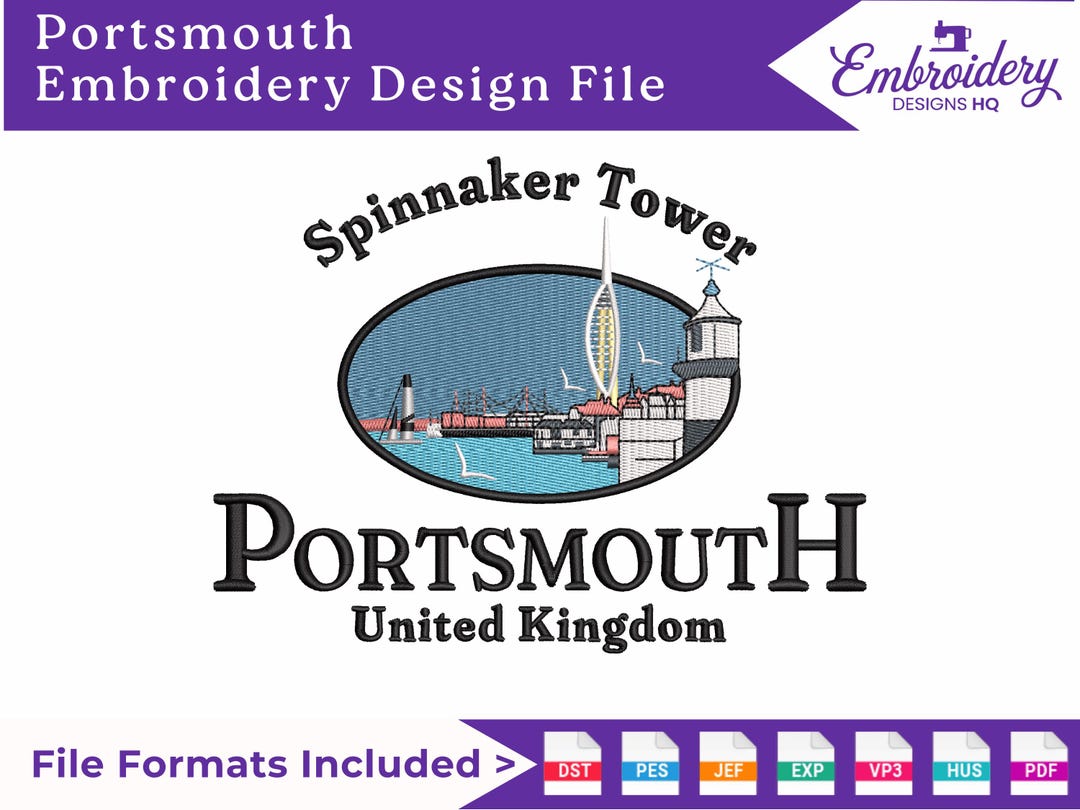 Portsmouth Spinnaker Tower Embroidery Design: Nautical Travel Craft ...
