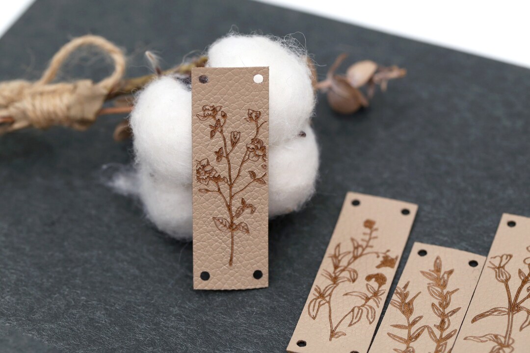 10x Leafy Leather Tags Colletionsknits and Crochet Labels , Field ...