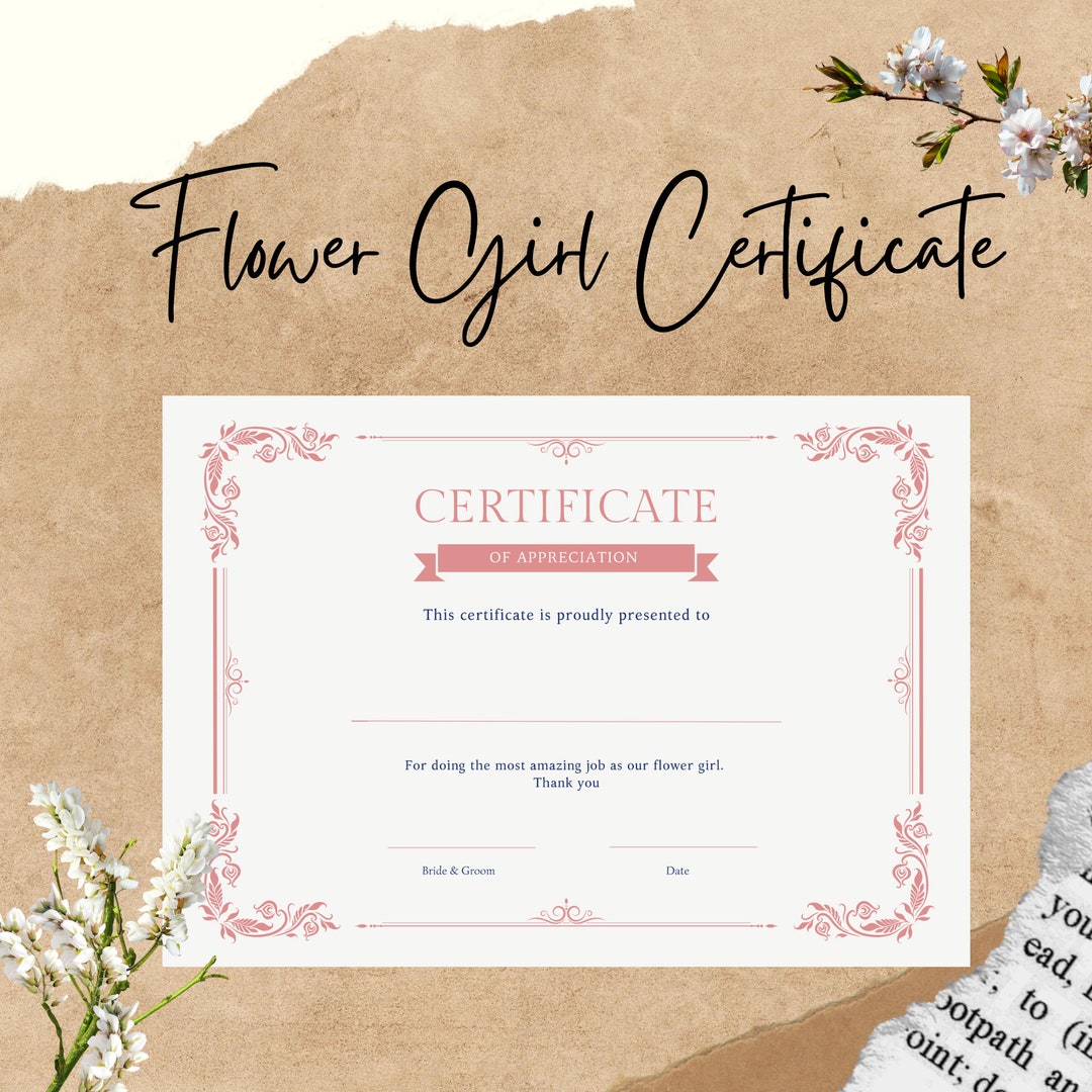 Child's Flower Girl Thank-you Certificate Gift - Etsy