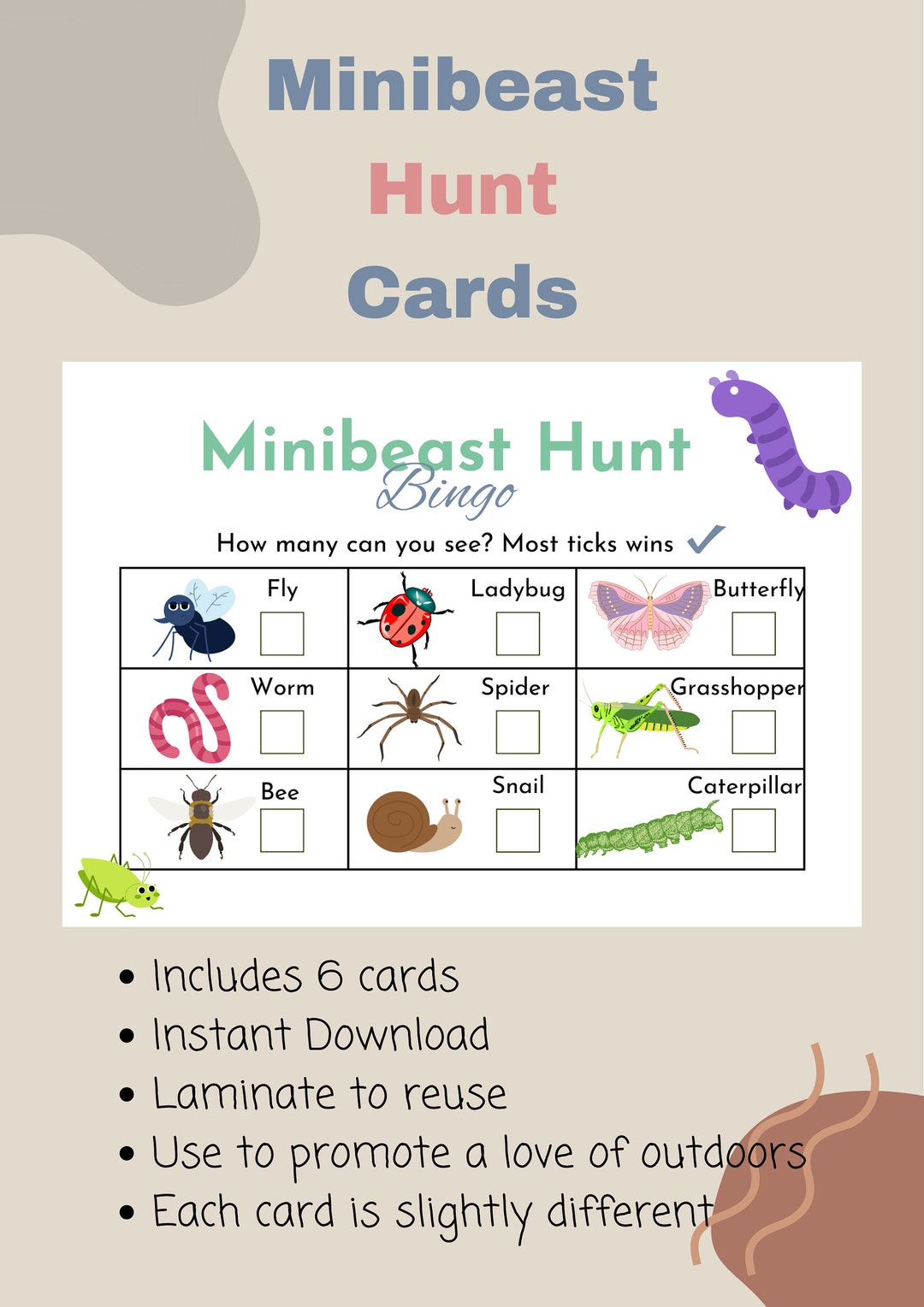 Children's Minibeast Scavenger Hunt Game - Etsy