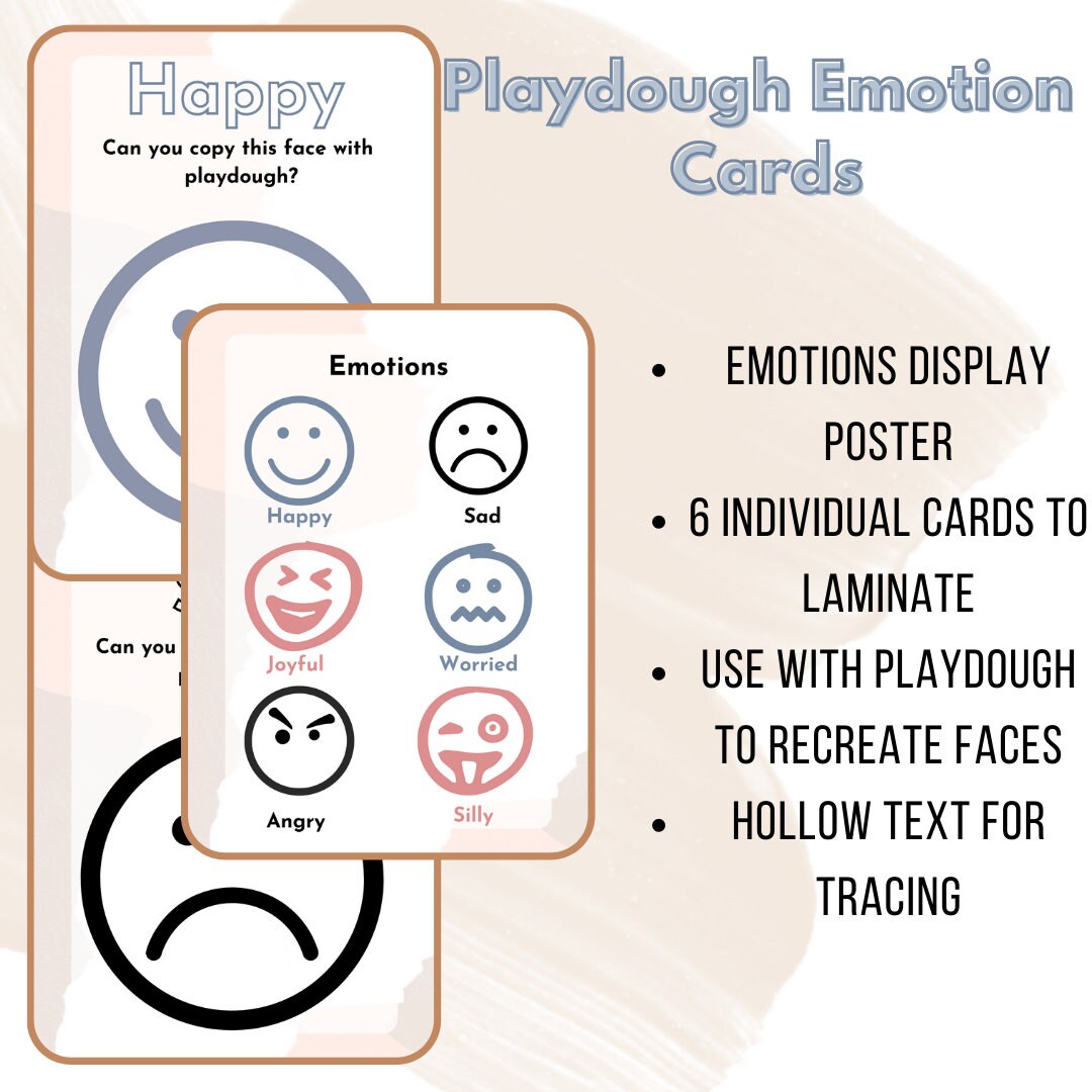 Childrens Emotions Playdough Cards Activity Game - Etsy
