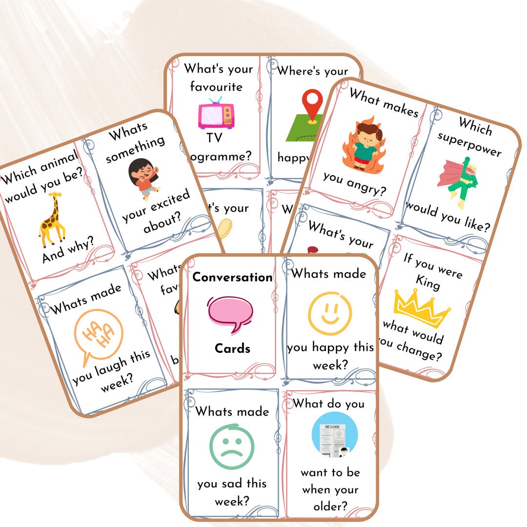 Childrens Conversation Flashcards - Etsy