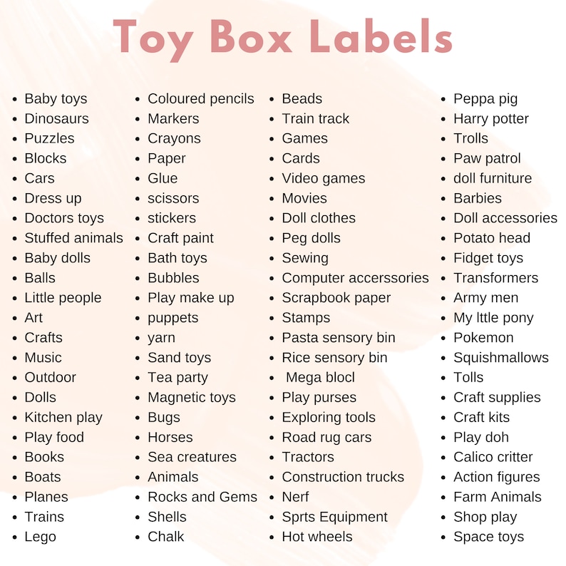 Toy Box Labels INSTANT DOWNLOAD Preschool Playroom Homeschool Toy ...
