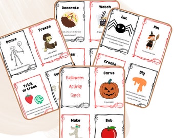 24 Halloween Flashcards, Montessori Printable Halloween Learning Cards ...