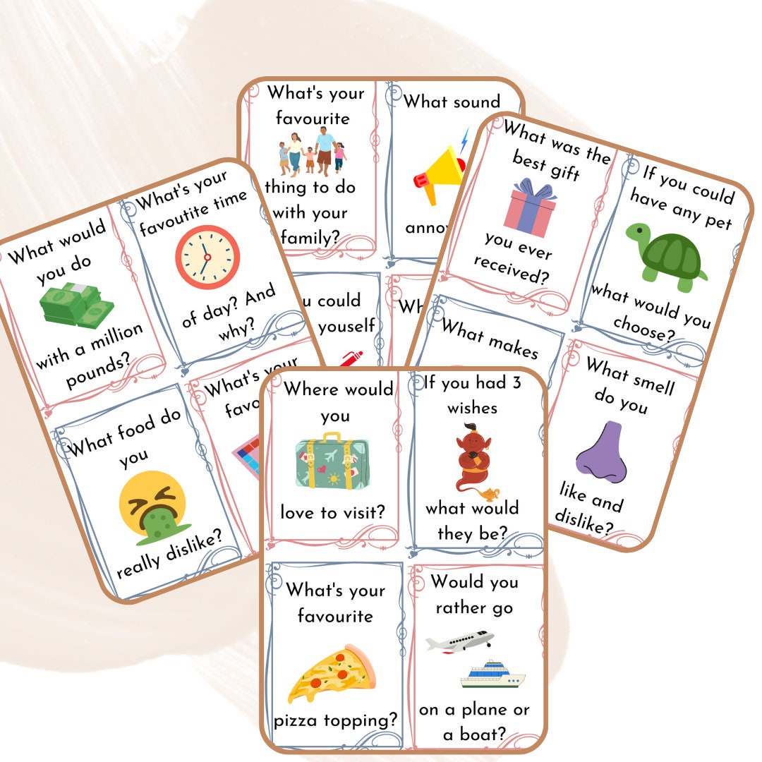 Childrens Conversation Flashcards - Etsy
