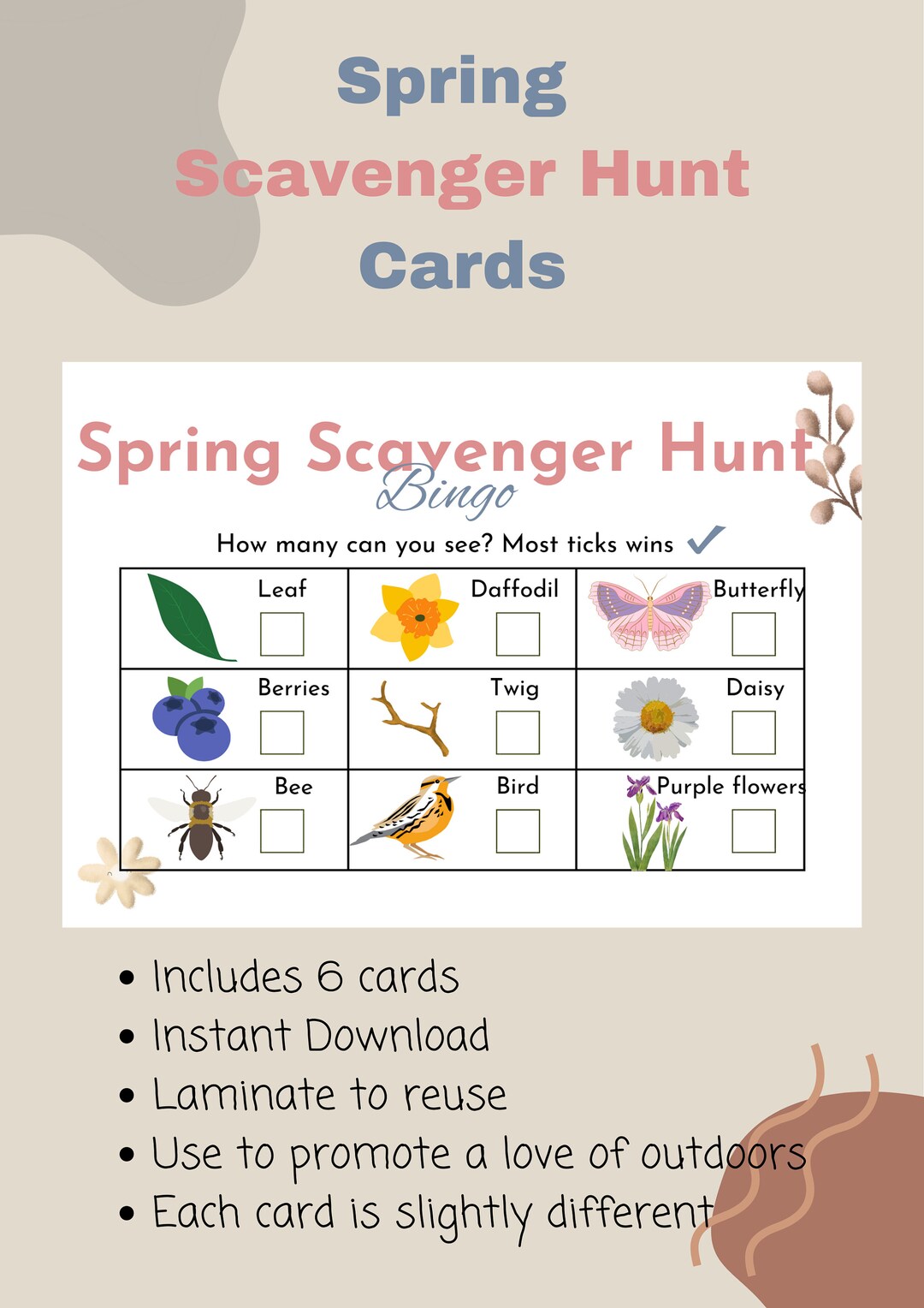 Spring Scavenger Hunt Activity Game - Etsy