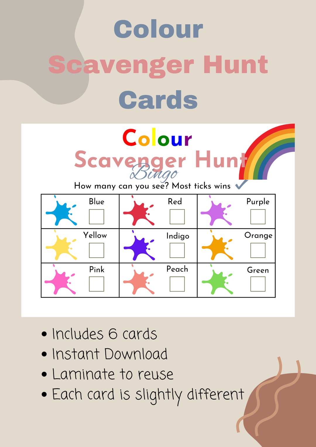 Children's Colour Scavenger Hunt Game - Etsy