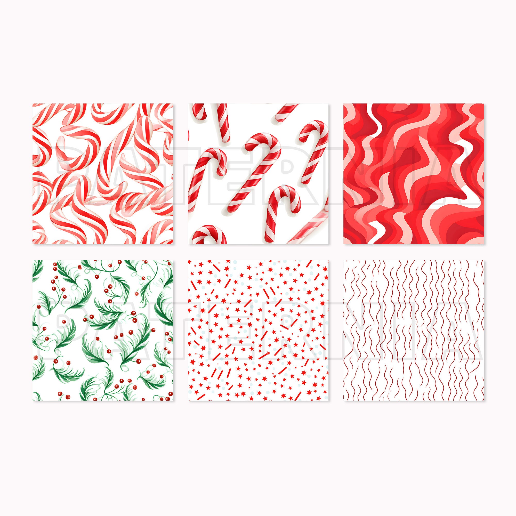 Christmas Candy Seamless Patterns, Red Candy Cane Digital Paper ...