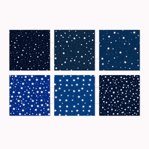 Navy Blue Stars Seamless Patterns, Simple White Stars Digital Paper ...