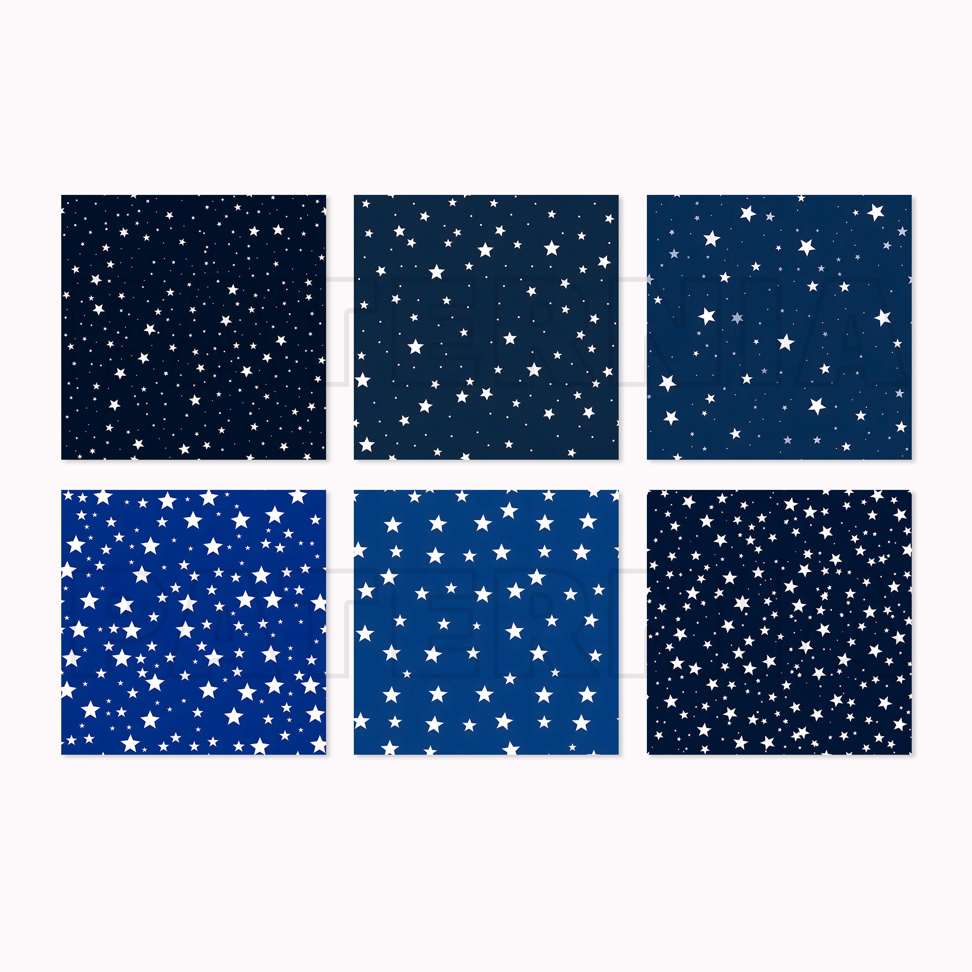 Navy Blue Stars Seamless Patterns, Simple White Stars Digital Paper ...