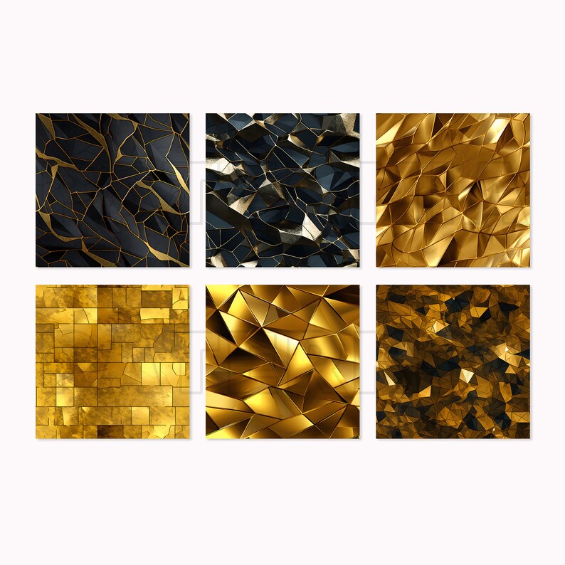 Gold Glitter Seamless Patterns, Luxury Golden Tiles Digital Paper ...