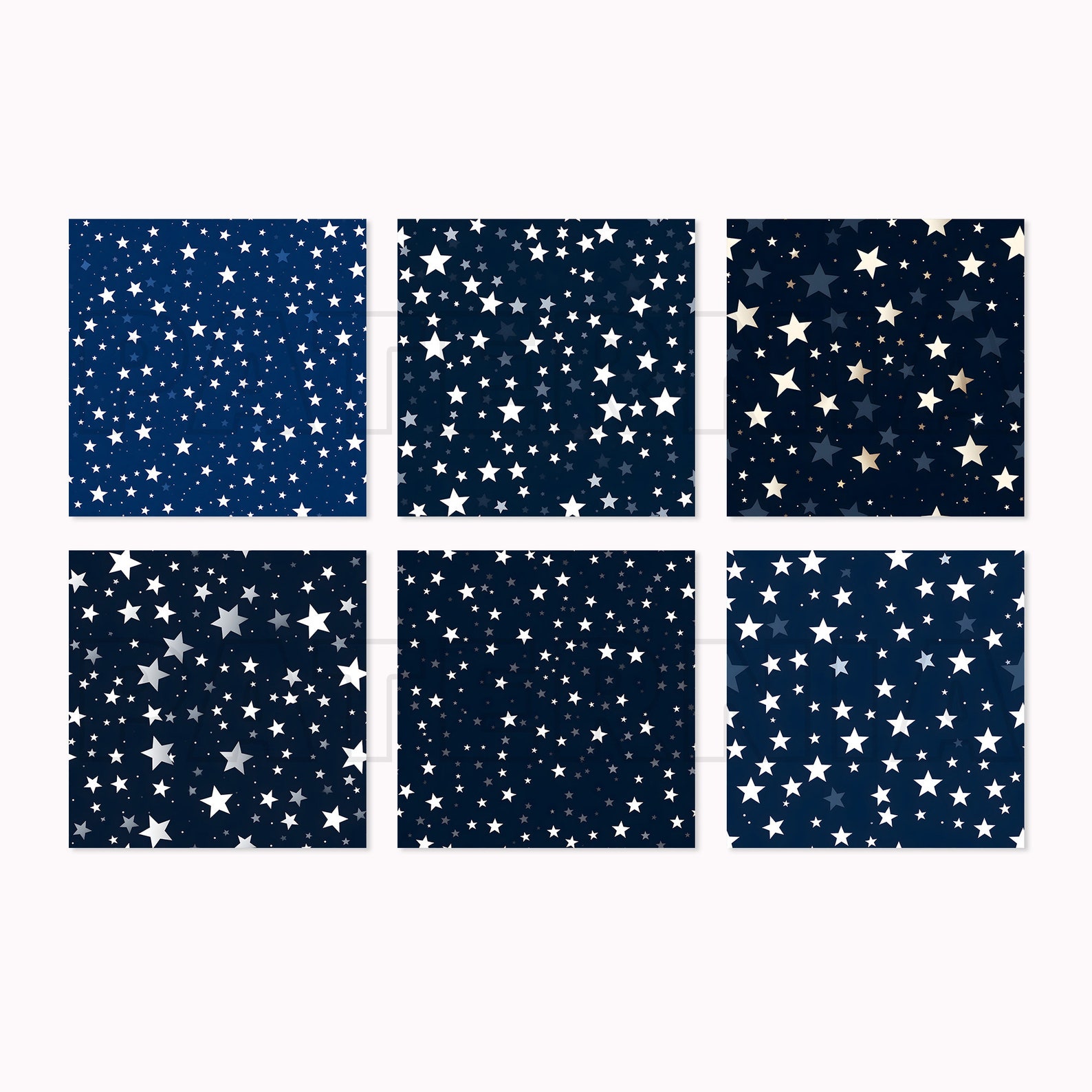 Navy Blue Stars Seamless Patterns, Simple White Stars Digital Paper ...