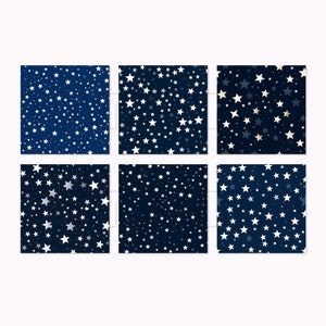Navy Blue Stars Seamless Patterns, Simple White Stars Digital Paper ...