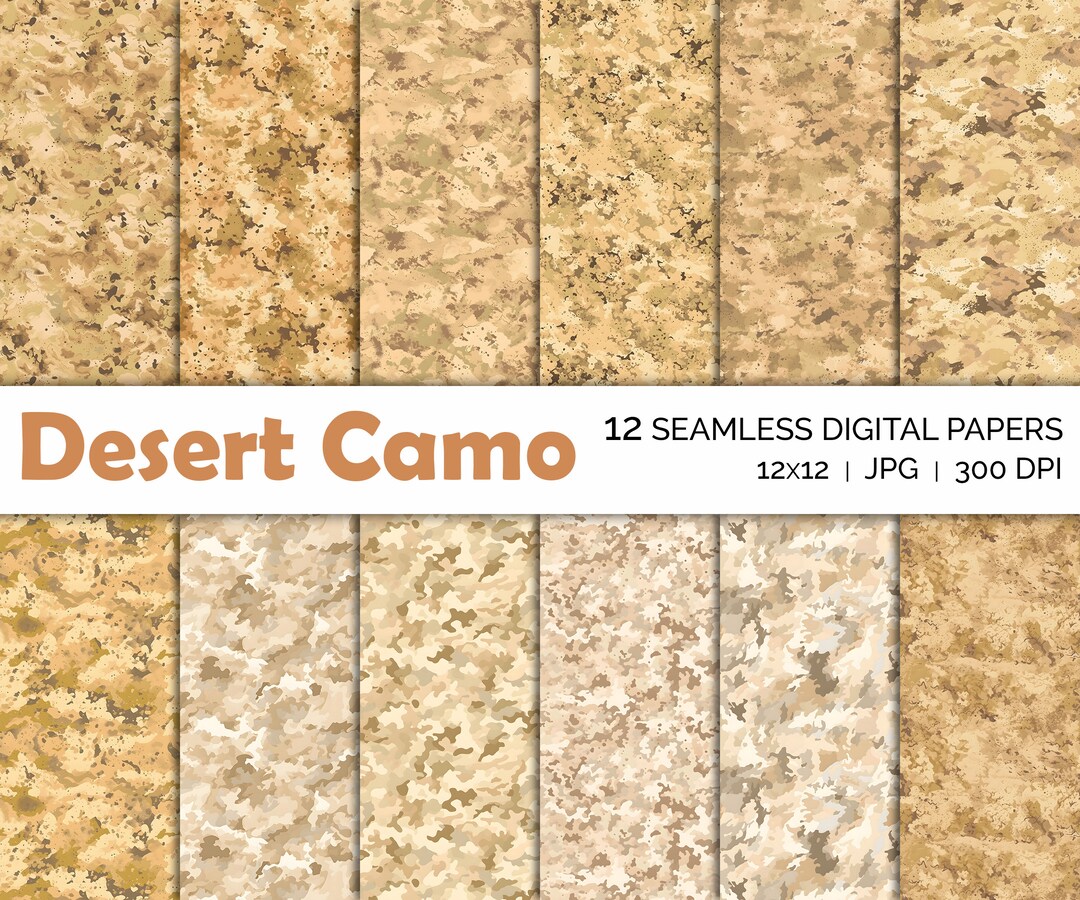 Desert Camo Seamless Patterns, Army Camouflage Sand Digital Paper ...