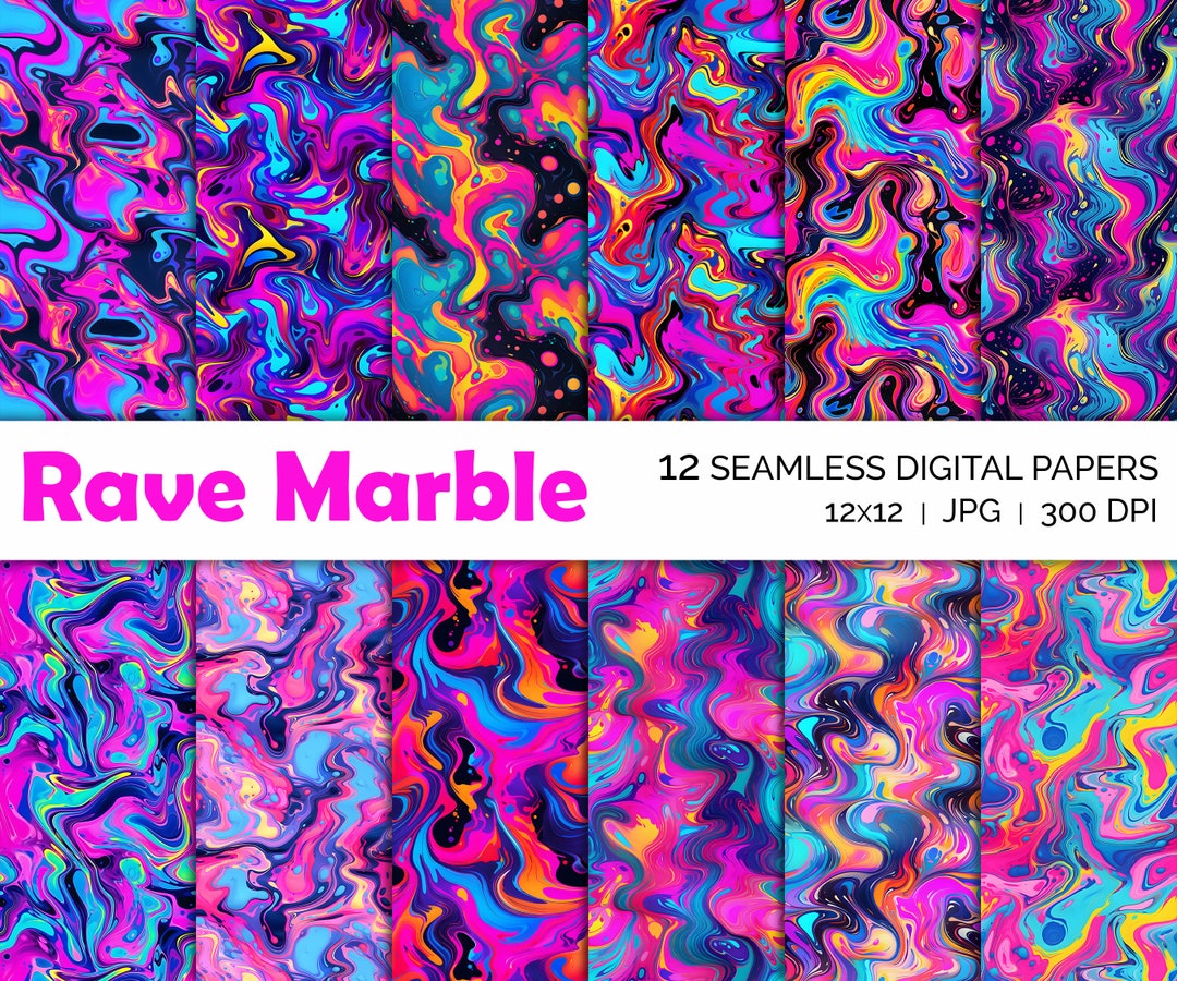 Liquid Marble Seamless Patterns, Psychedelic Brightful Swirls Digital ...