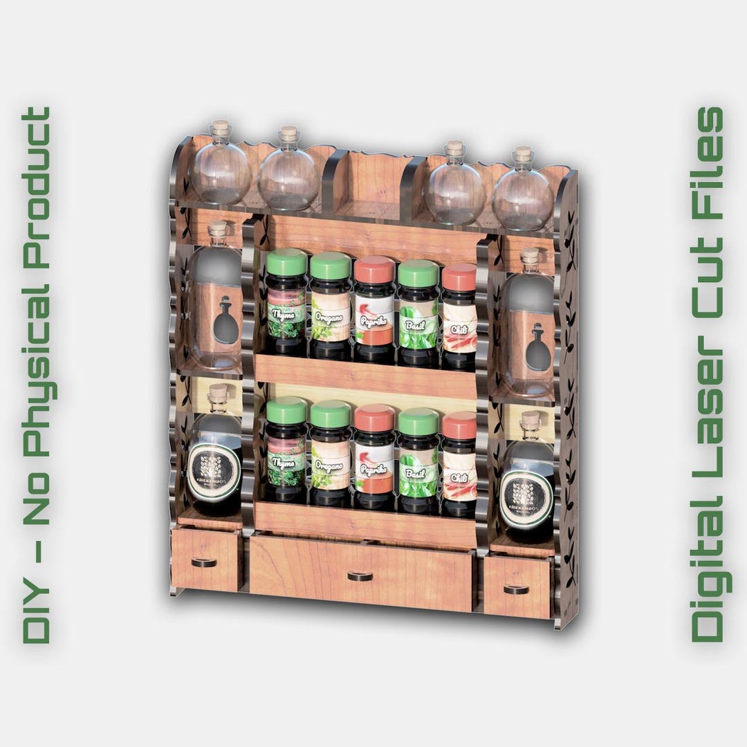 DIY Modular Laser Cut Spice Rack Plan – Expandable Kitchen Organizer ...