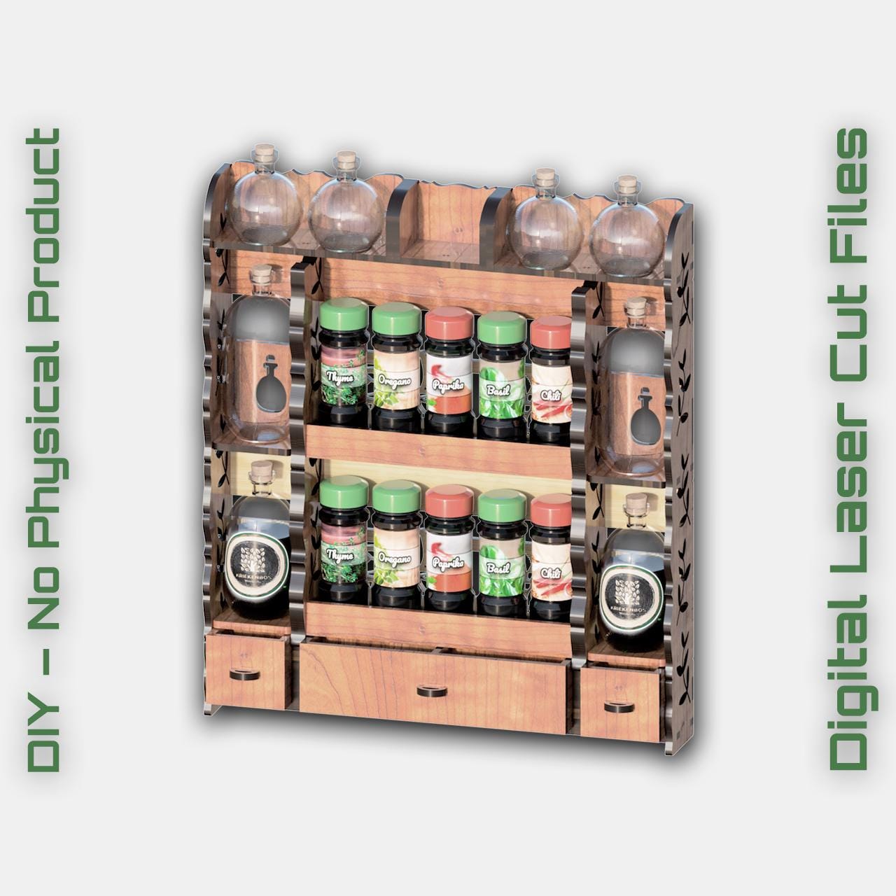 DIY Modular Laser Cut Spice Rack Plan – Expandable Kitchen Organizer ...