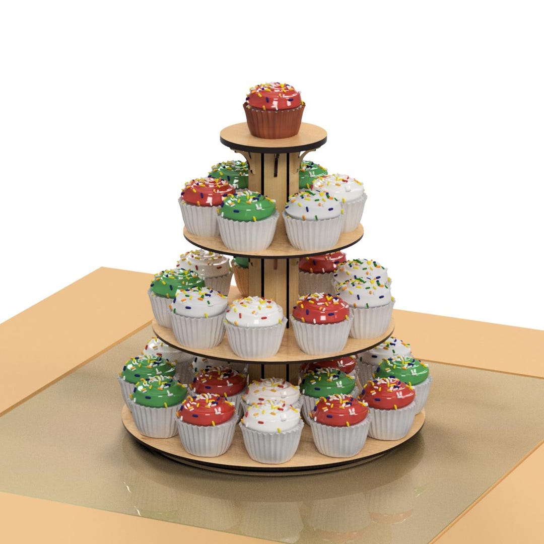 Rotating Cupcake Stand – Multi-tier Wooden Display, Bakery Dessert ...