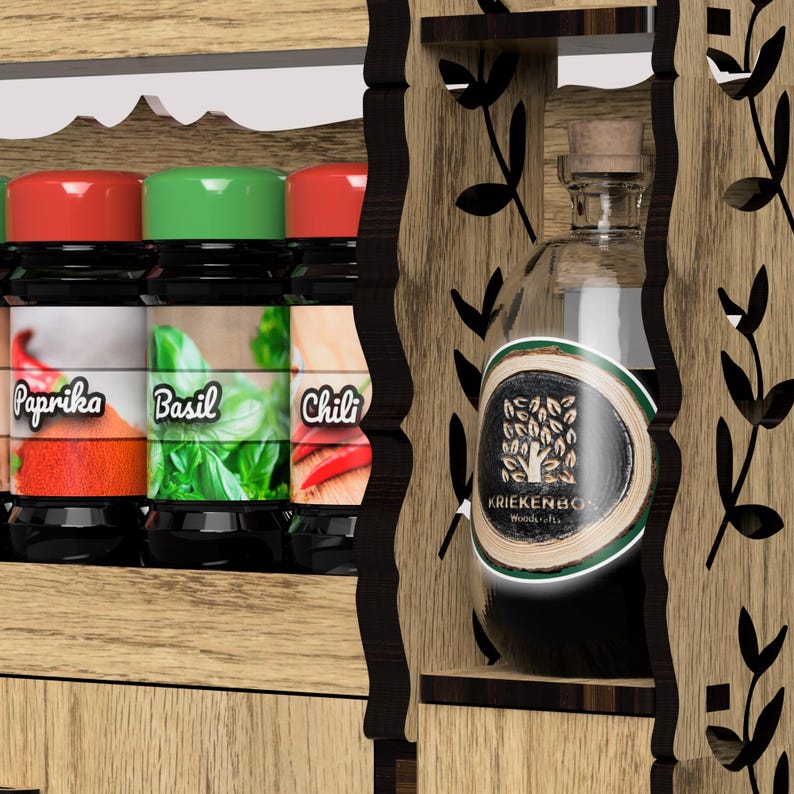 DIY Modular Laser Cut Spice Rack Plan – Expandable Kitchen Organizer ...