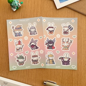 Fantasy Bunny Sticker Sheet - Cute Dungeons & Dragons RPG Vinyl ...