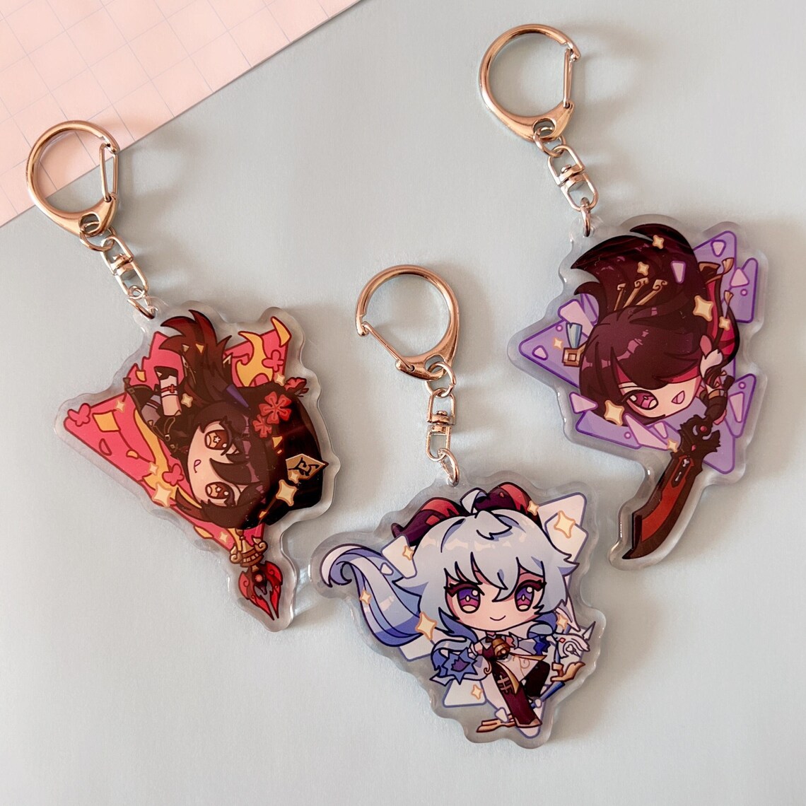 Genshin Impact Acrylic Keychains / Hutao, Ganyu, Beidou / Plunge Attack ...