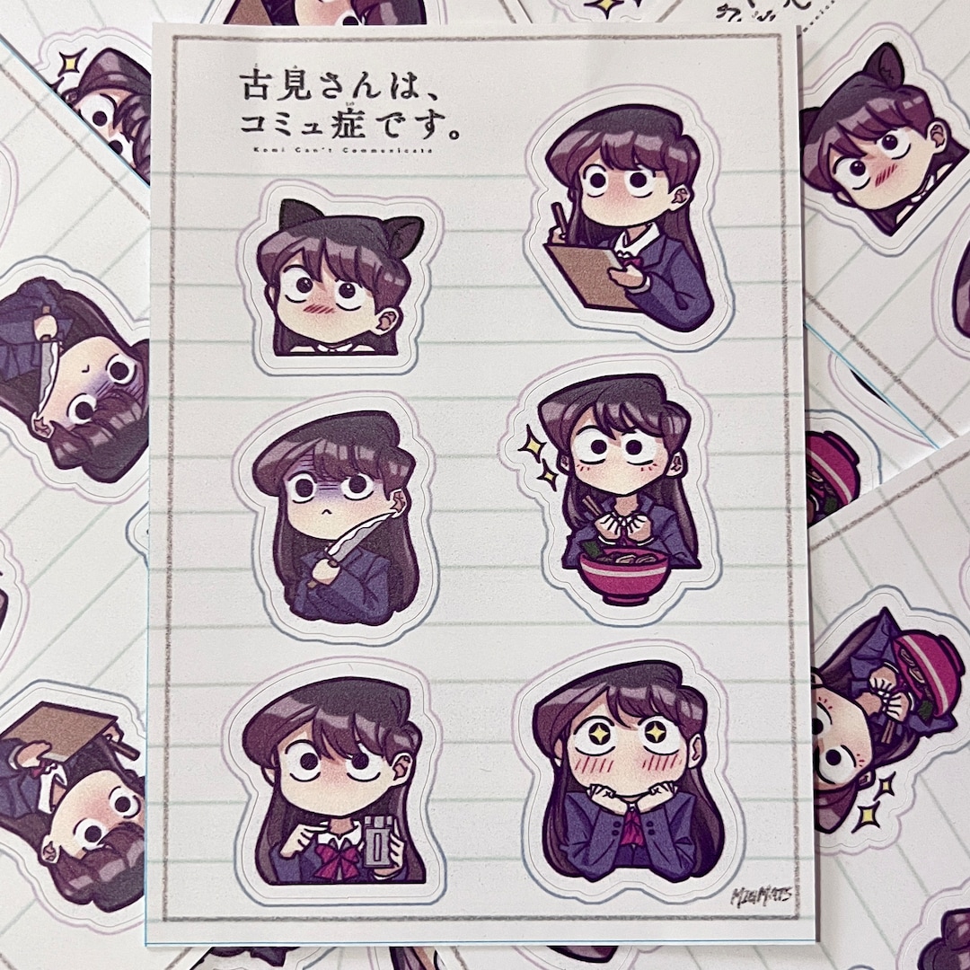 Komi San Sticker Sheet - Can't Communicate / Anime Chibi Cute Cat / A6 ...