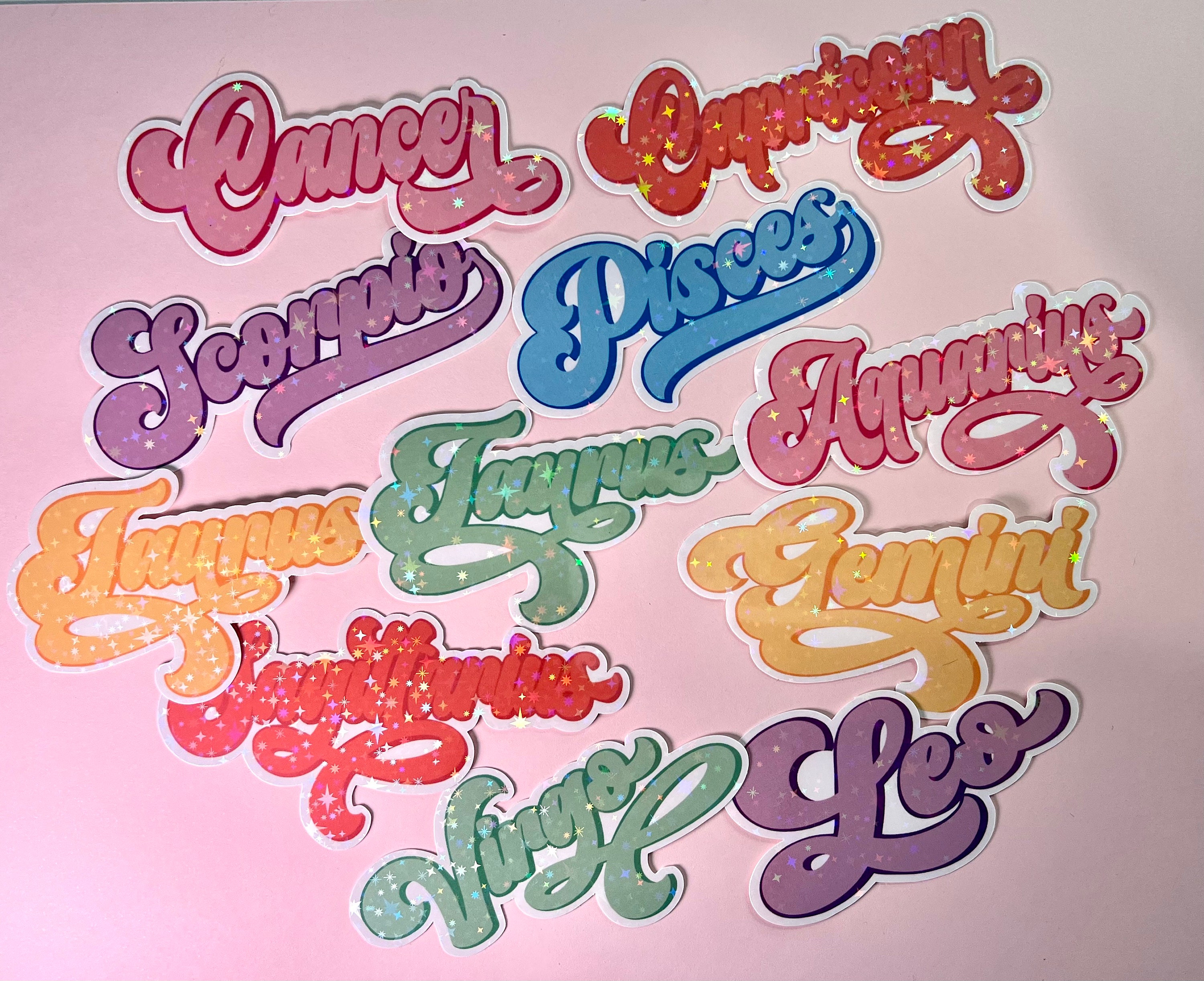Zodiac Sign Sticker, Astrology Sticker, Zodiac Sticker, Retro Astrology ...