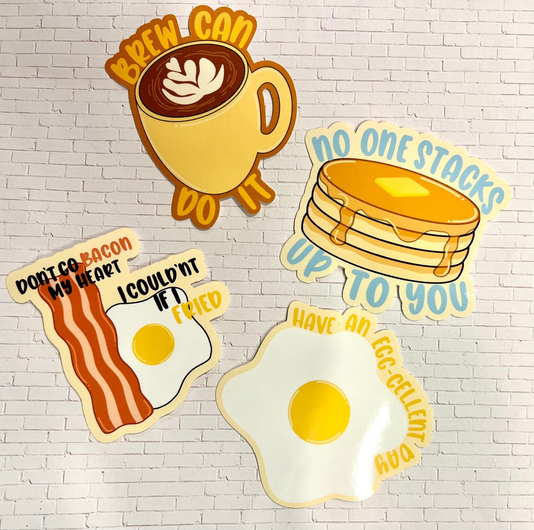 Breakfast Sticker Pack, Punny Stickers, Breakfast Food Stickers ...