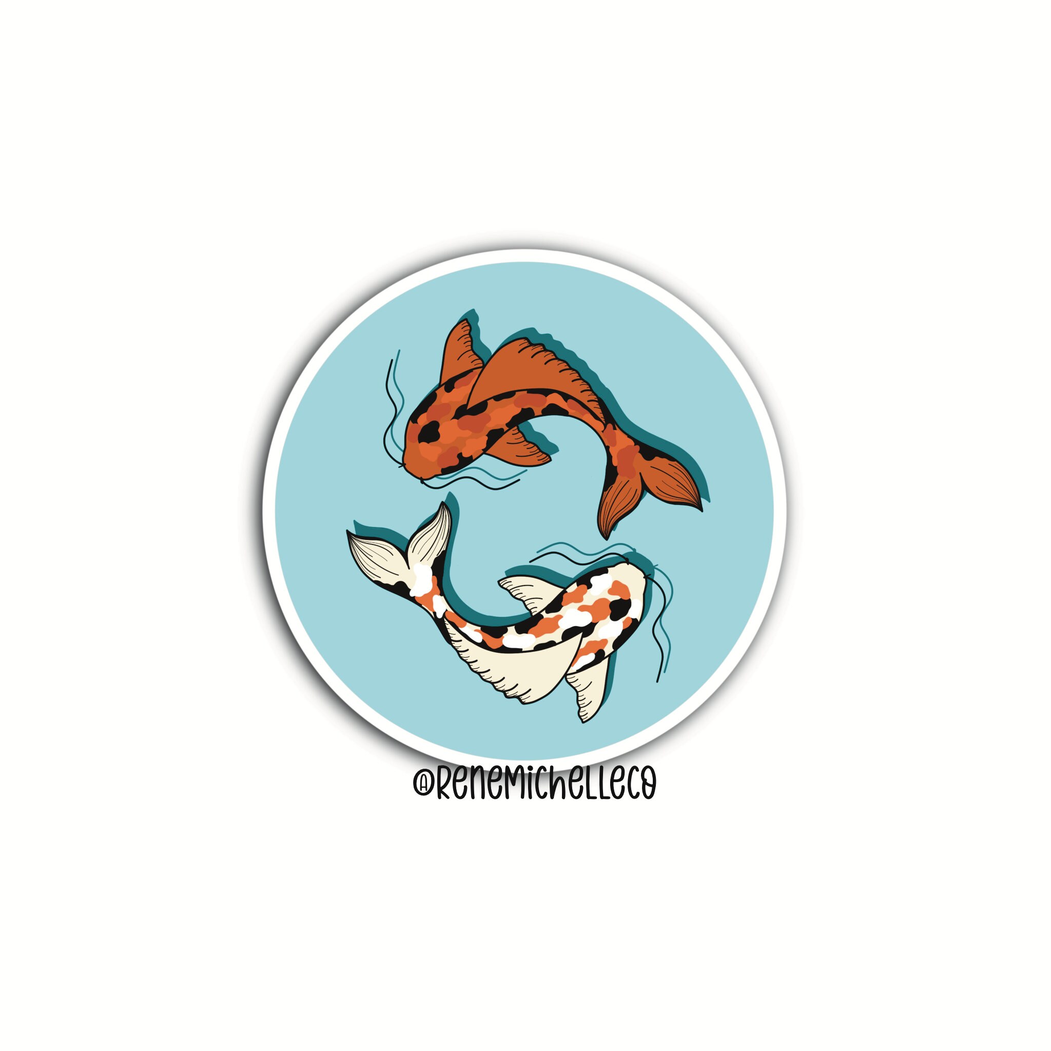 Koi Fish Sticker/ Ying and Yang Sticker/ Fish Sticker/ Japan Sticker ...