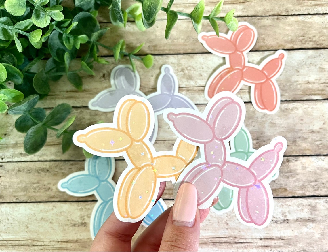 Balloon Animal Sticker/ Balloon Dog Sticker/ Balloon Sticker/ Sparkle ...