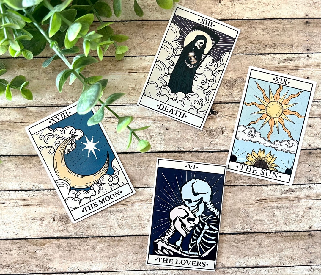 Tarot Card Sticker Pack/ the Moon, the Sun, the Lovers, Death Tarot ...