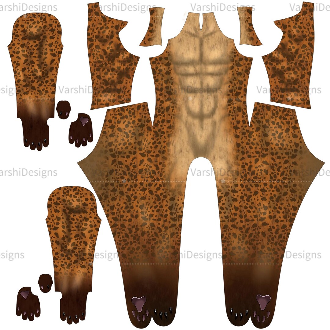 Leopard Print Chibi Costume for Men - Full-body Suit With Attached Paws ...