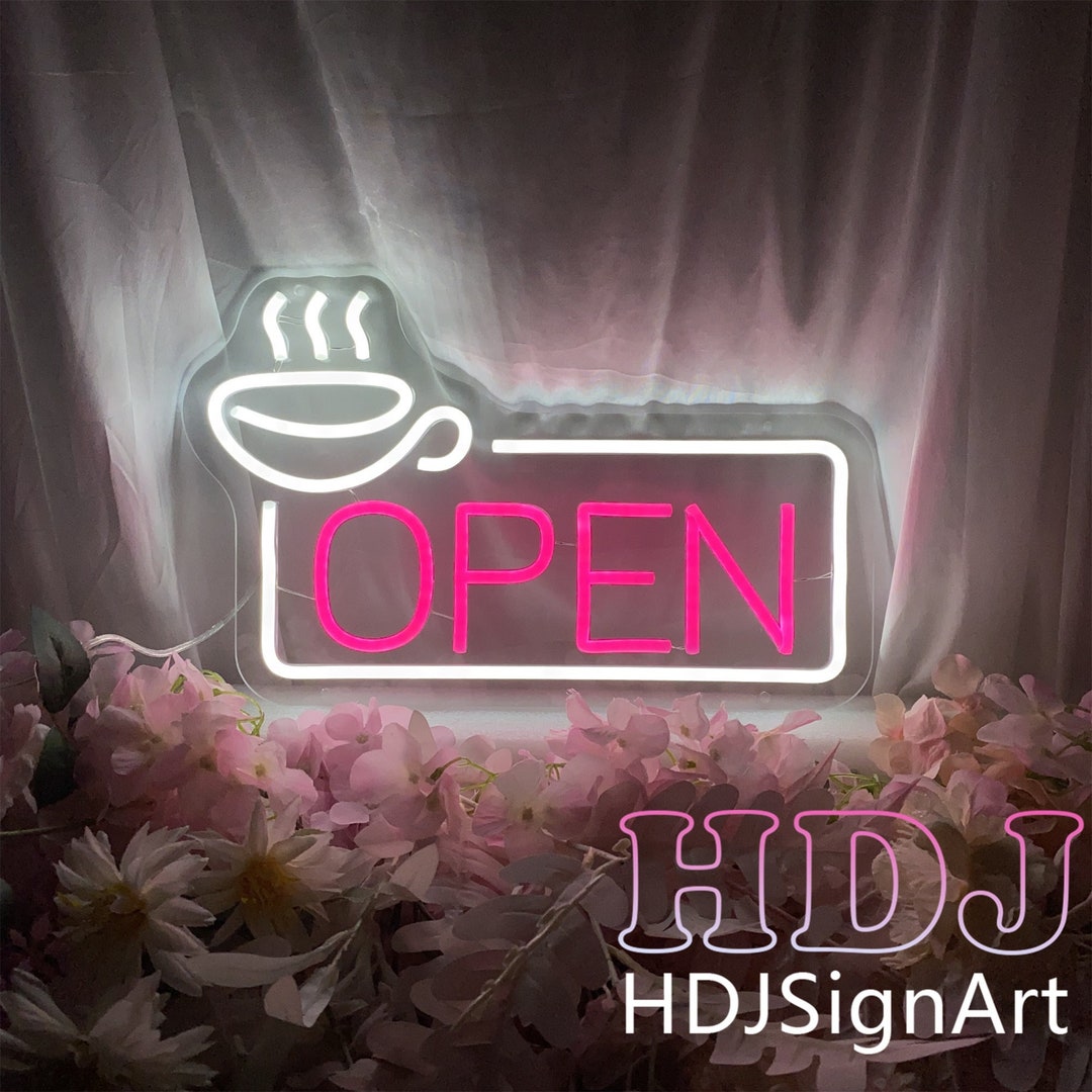 Café Open Neon Sign,custom Coffee Shop Neon Light,coffee Shop Light ...
