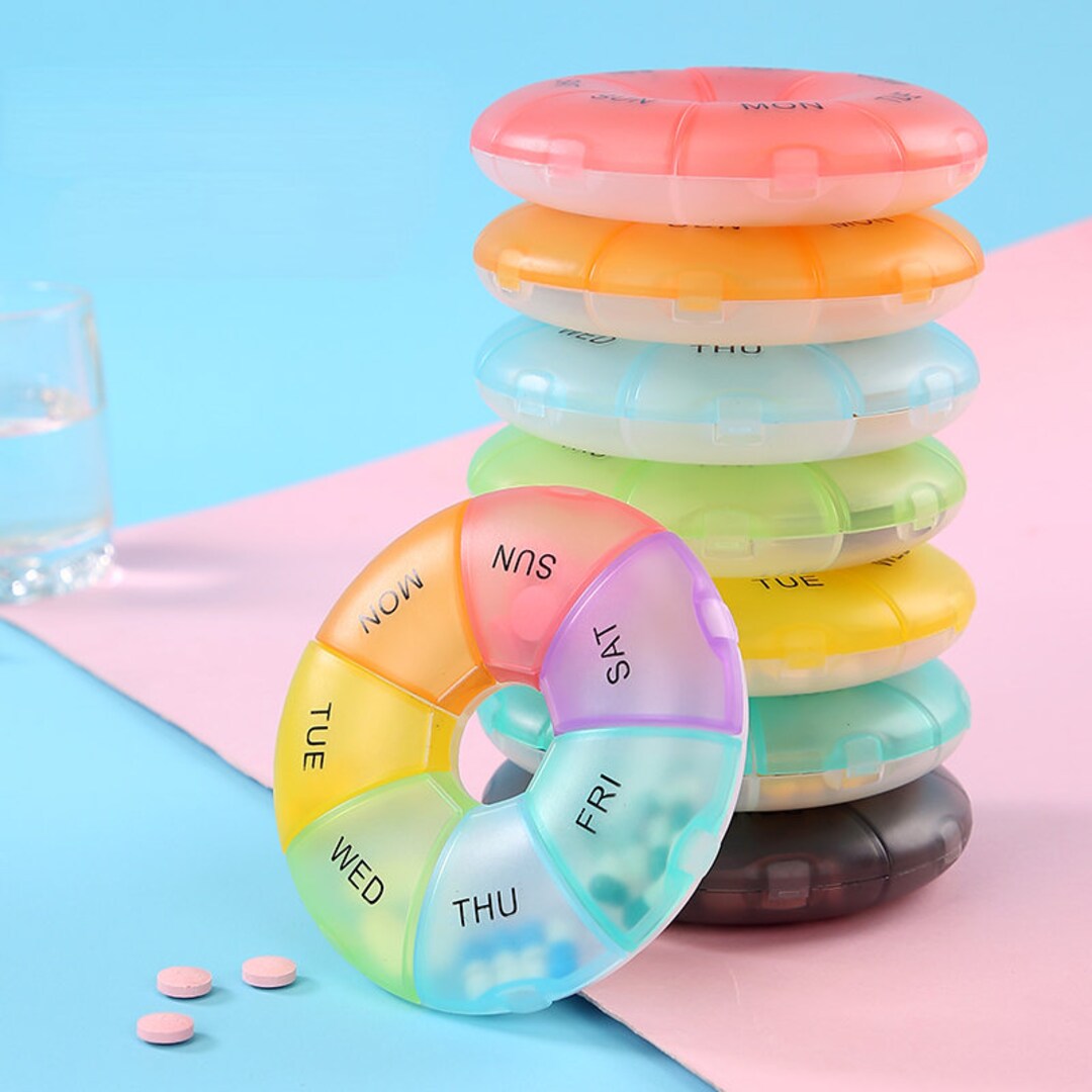 Cute Pill Boxround Pill Case Plastic 7 Days Pill Boxweekly - Etsy