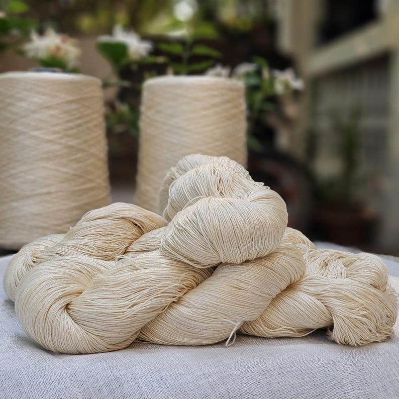 Mulberry Silk Lace Yarn: Natural Cream, Undyed, 1050 Yard per Skein ...