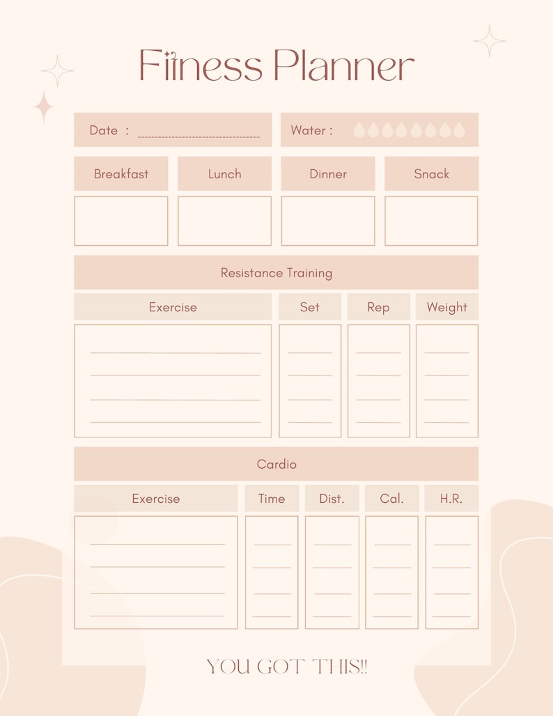Daily Workout Planner - Etsy
