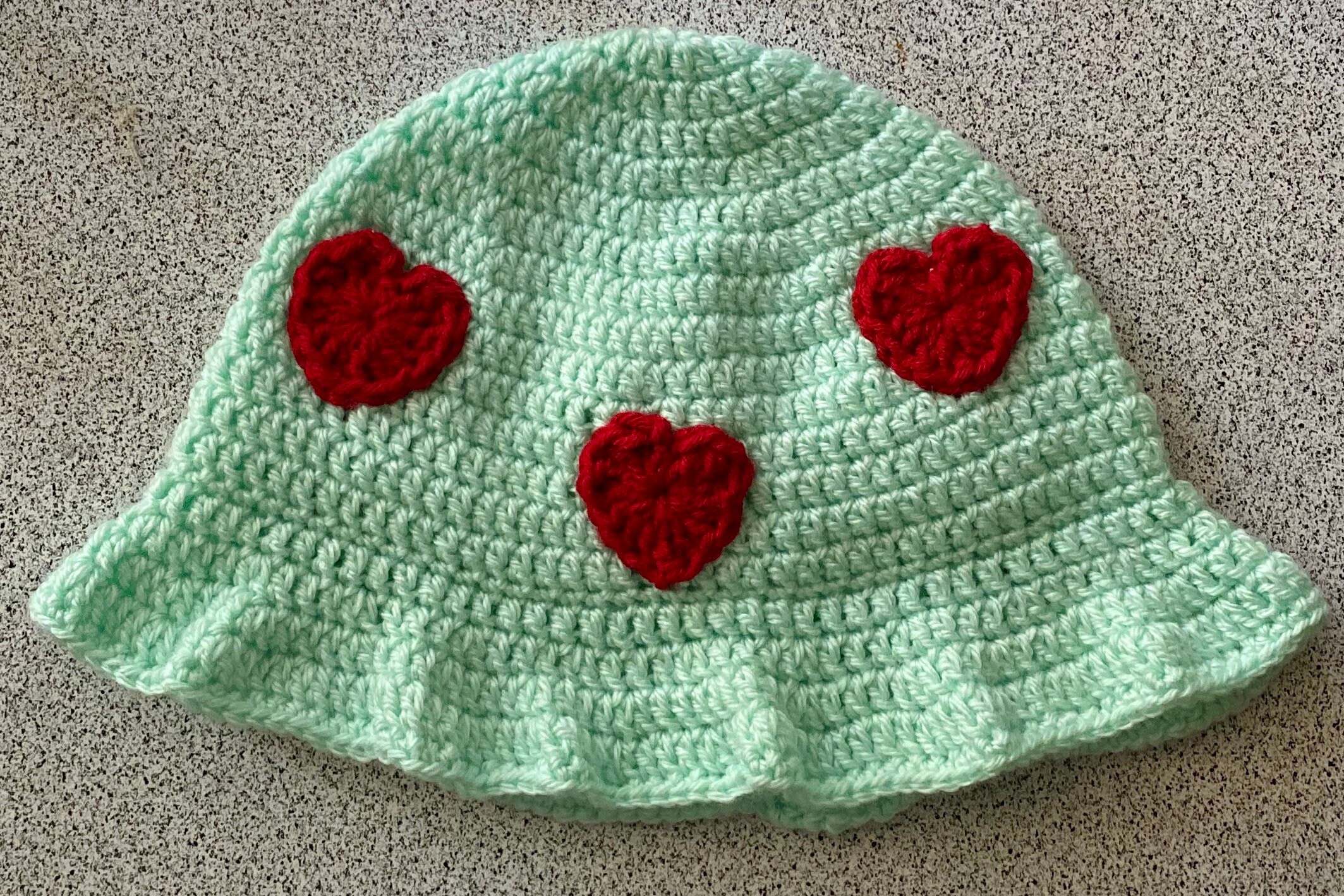 Heart Themed Crochet Bucket Hat - Etsy