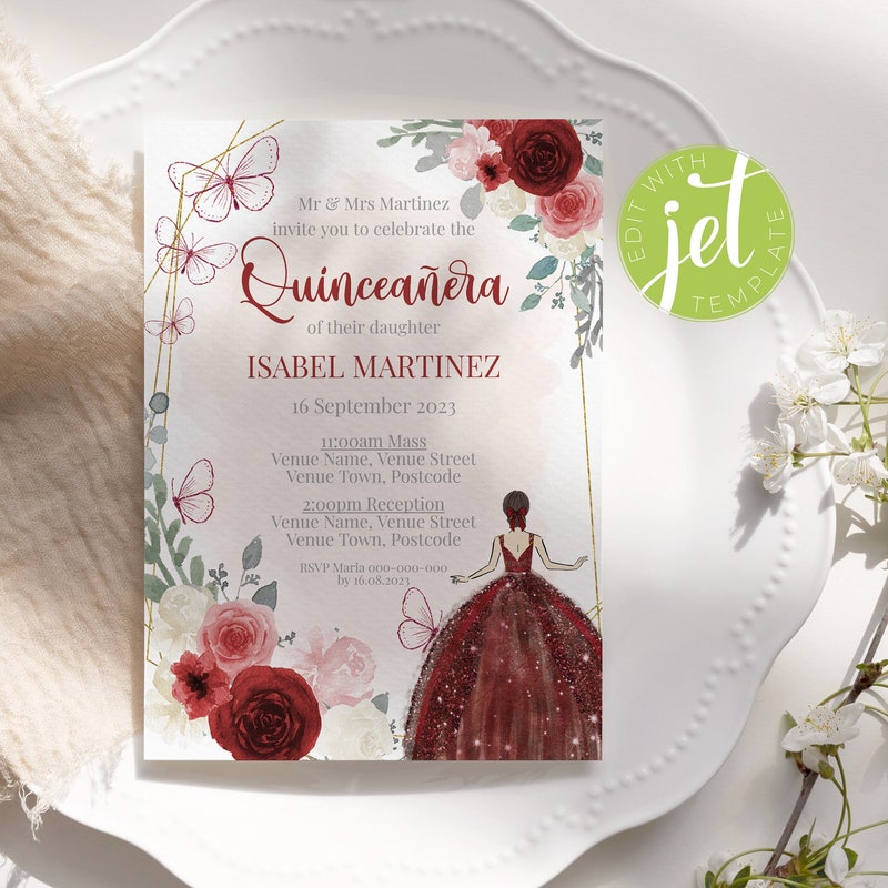 Invitaciones de quinceanera rojo - Etsy México