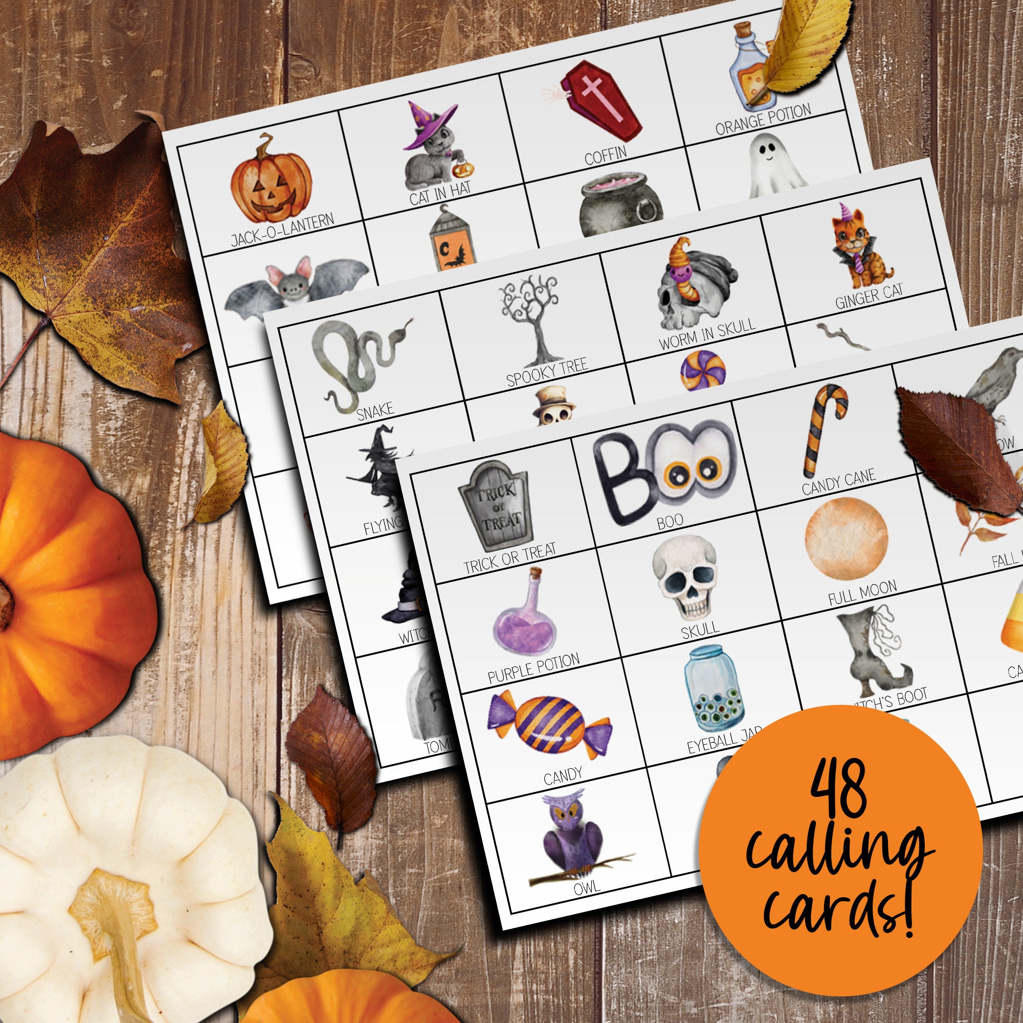 Halloween Bingo Game for Kids. Printable Children's Party Games, Fall ...
