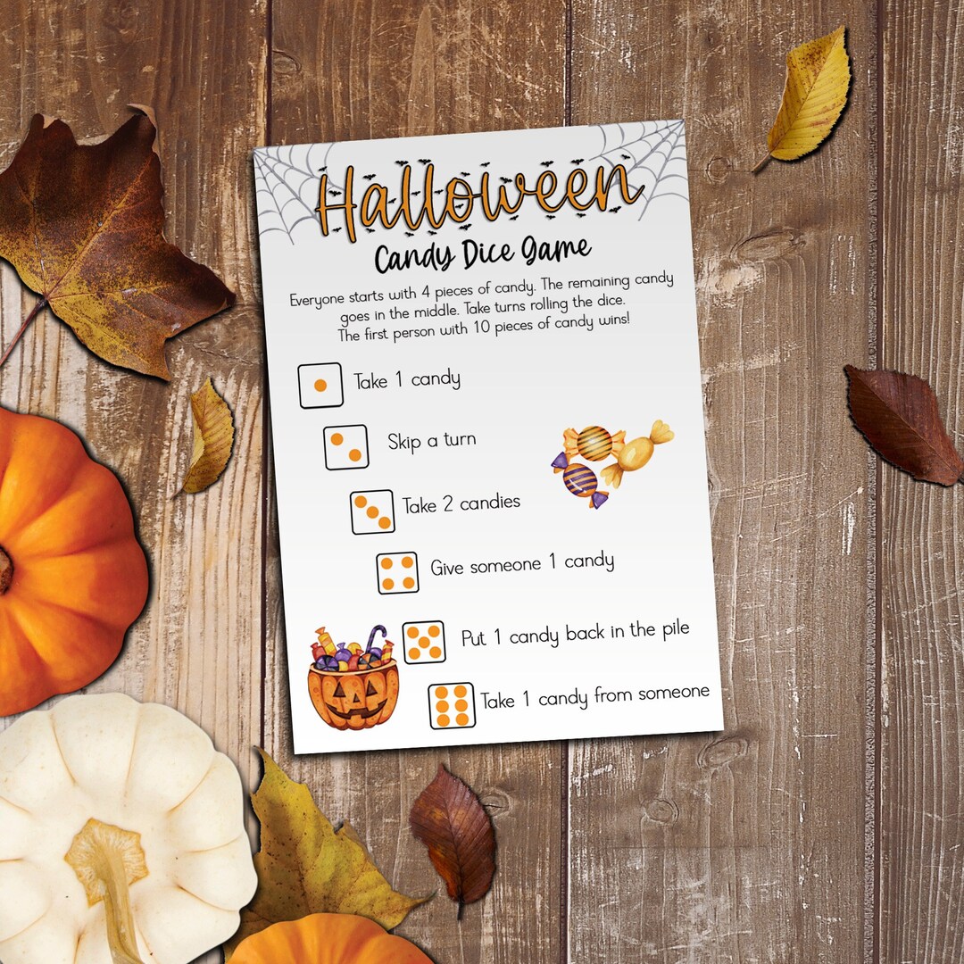 Halloween Candy Dice Game for Kids. Printable Children's Party Game ...