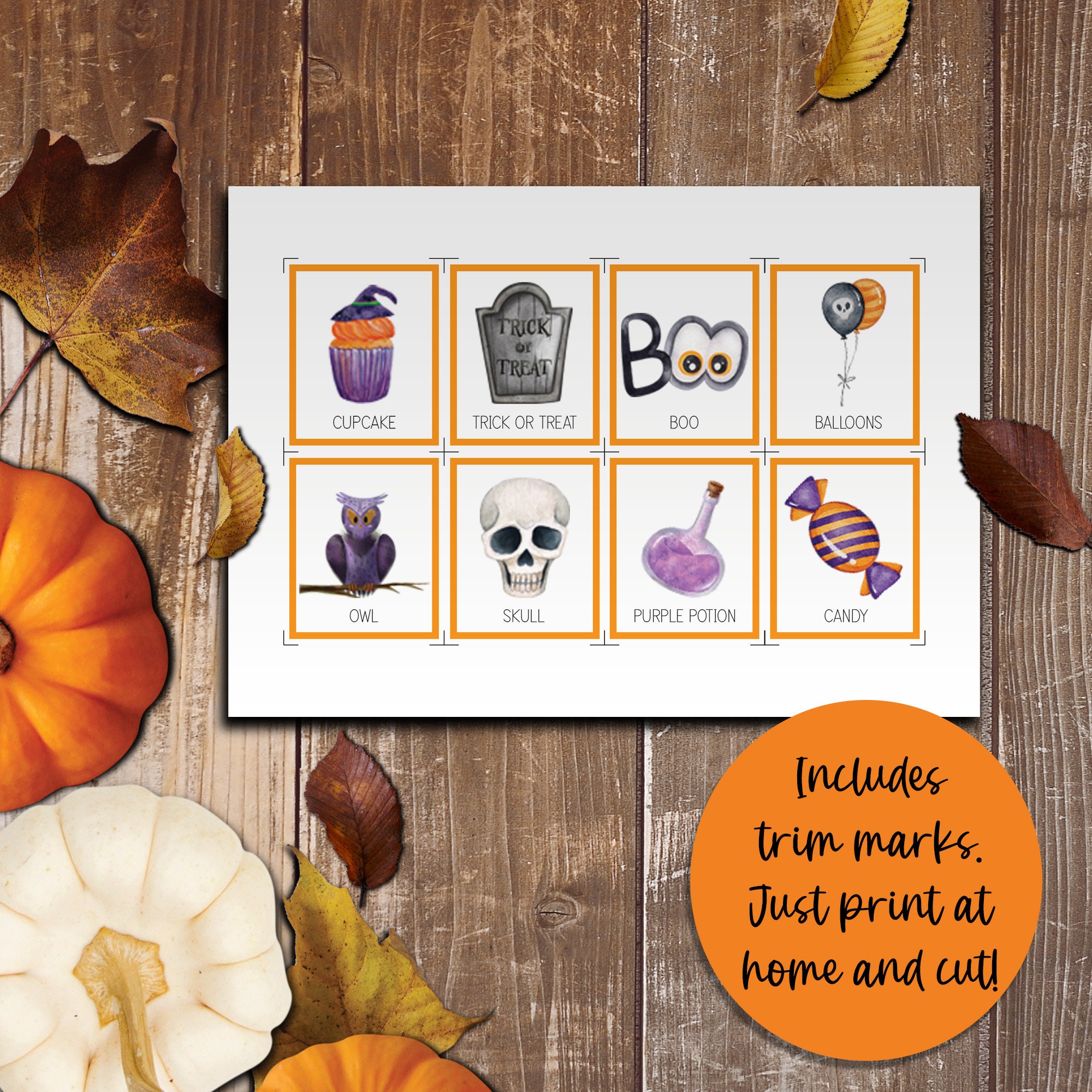 Halloween Memory Game for Kids. Printable Children's Party Game. Fall ...