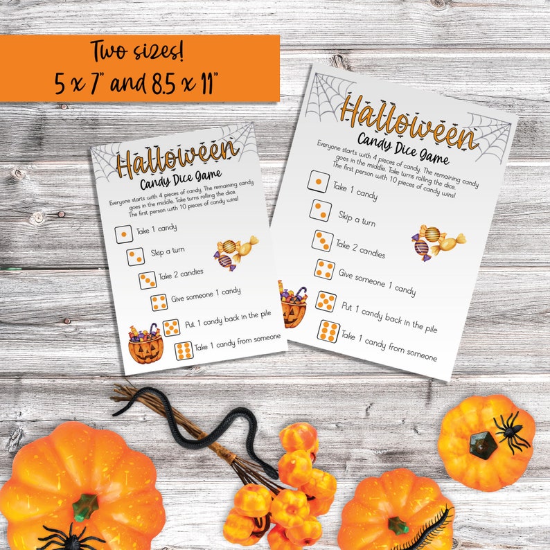 Halloween Candy Dice Game for Kids. Printable Children's Party Game ...