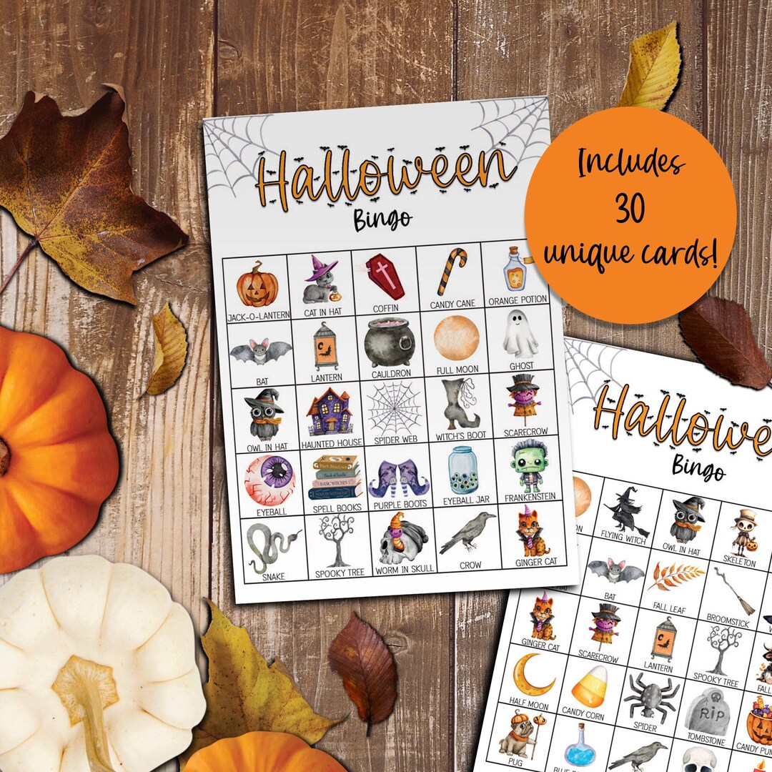 Halloween Bingo Game for Kids. Printable Children's Party Games, Fall ...