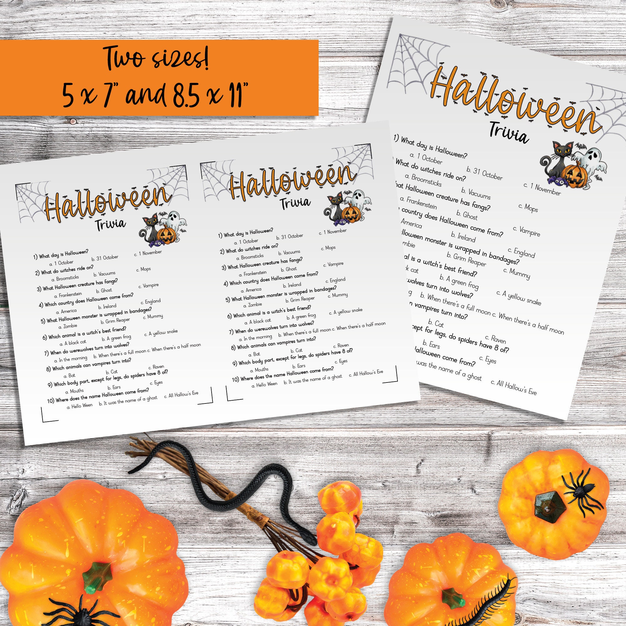 Halloween Trivia Game for Kids. Printable Children's Party Game. Fall ...