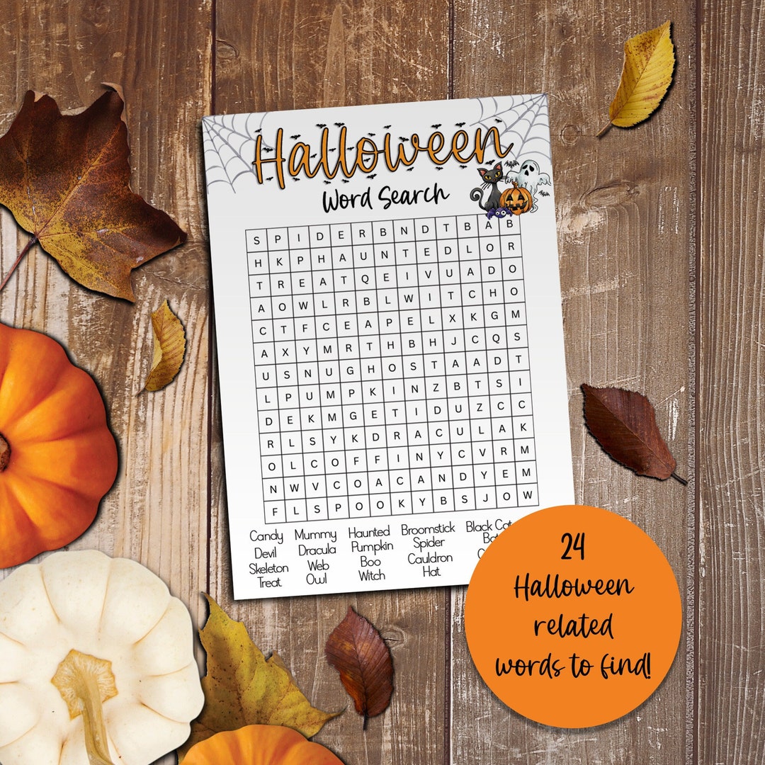 Halloween Word Search Game for Kids. Printable Children's Party Game ...