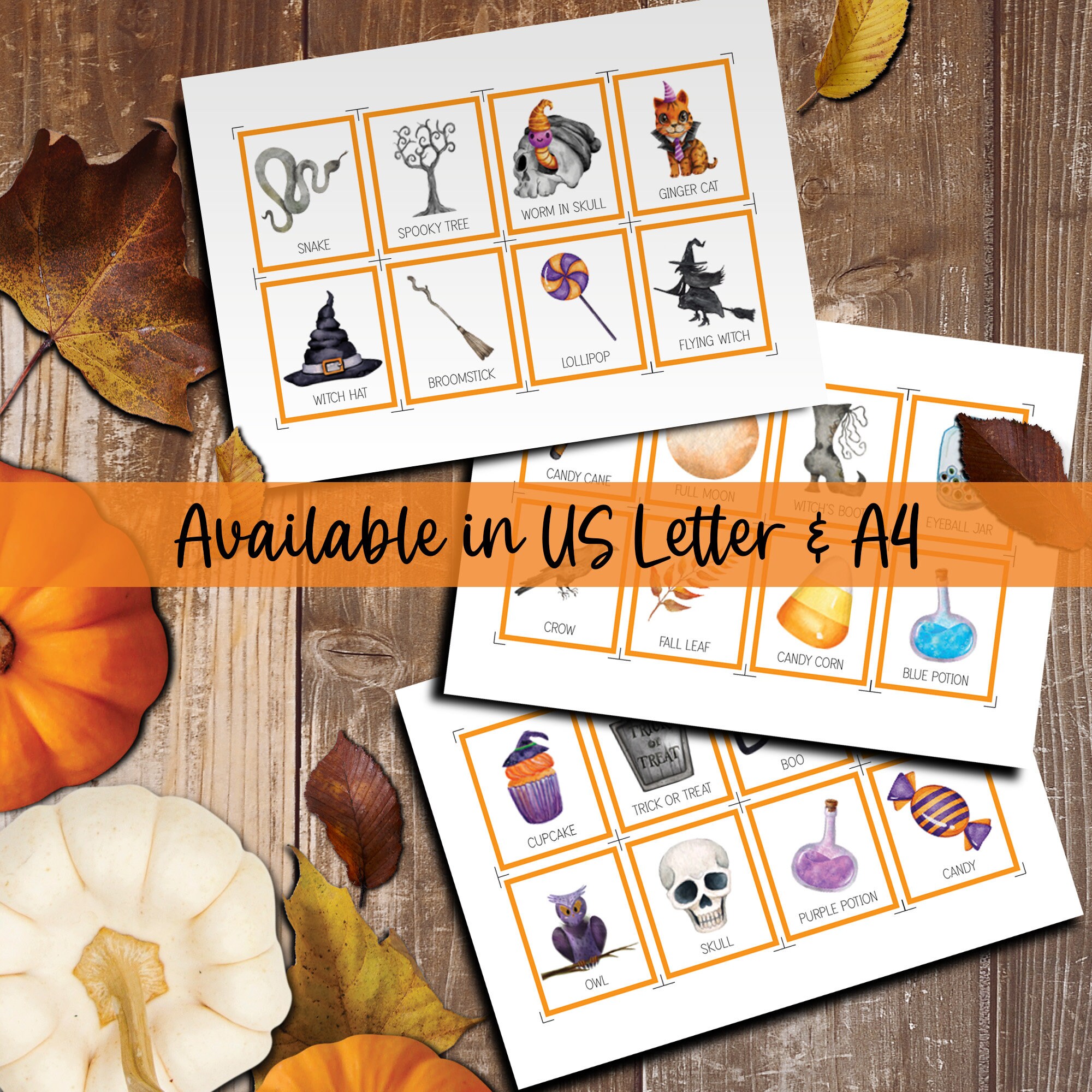 Halloween Memory Game for Kids. Printable Children's Party Game. Fall ...