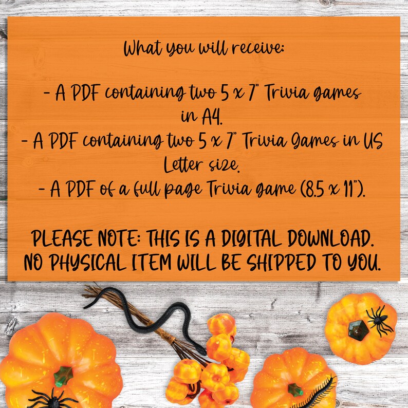 Halloween Trivia Game for Kids. Printable Children's Party Game. Fall ...