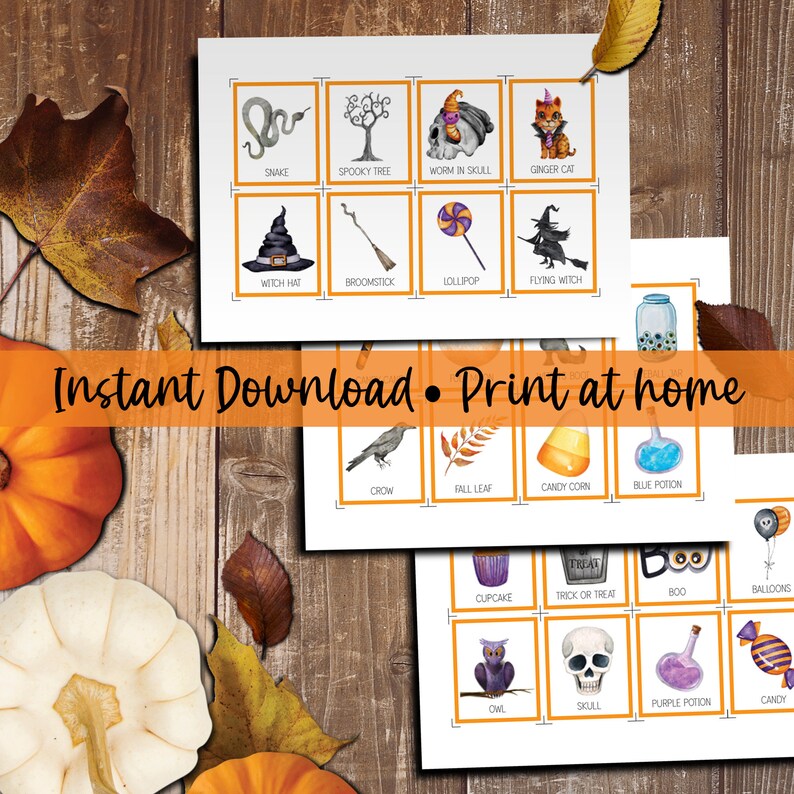 Halloween Memory Game for Kids. Printable Children's Party Game. Fall ...