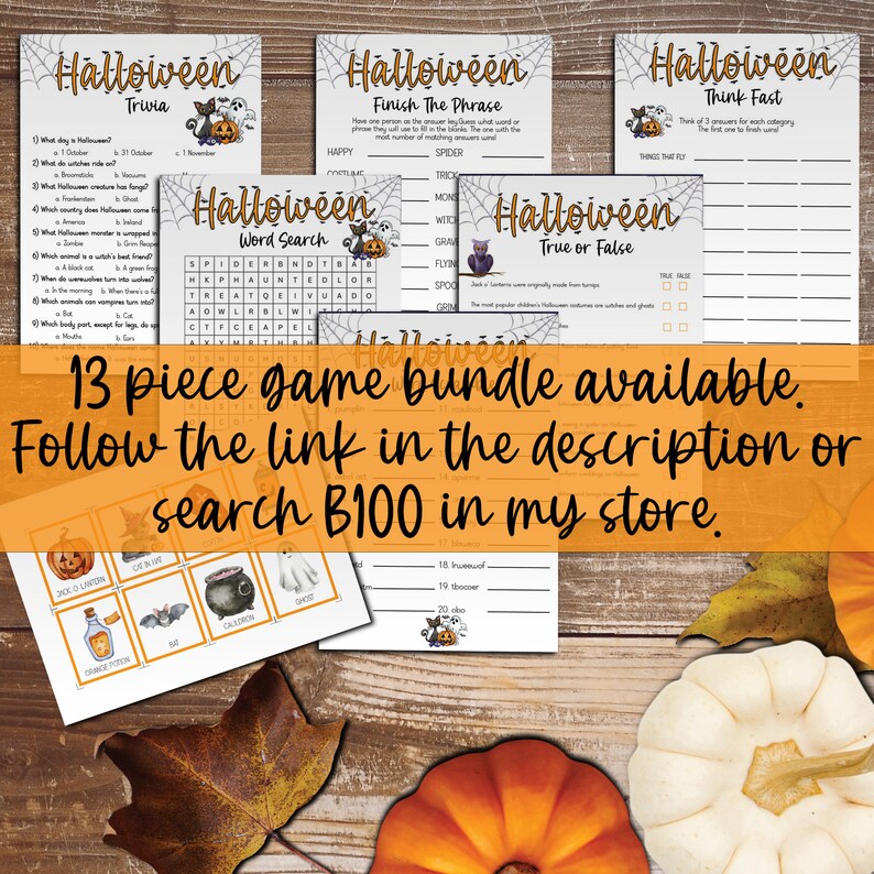 Halloween Bingo Game for Kids. Printable Children's Party Games, Fall ...