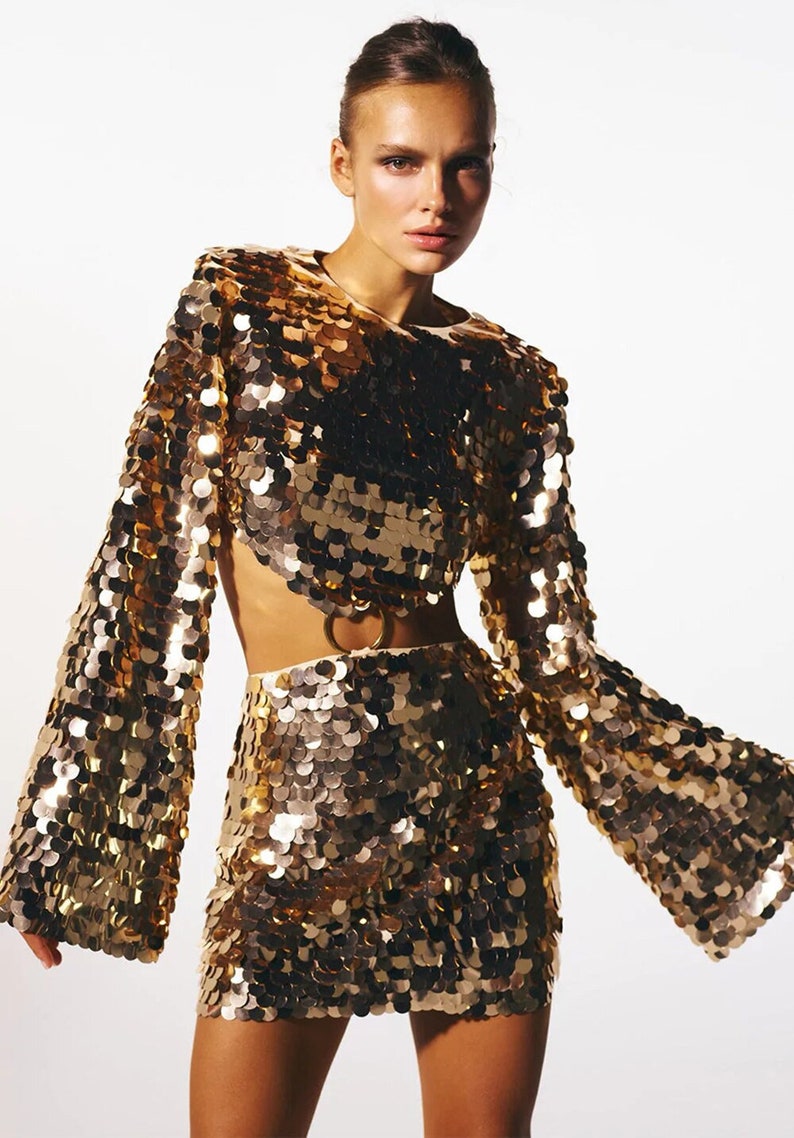 HAND MADE Gold Round Mirror Chainmail Party Everning Dresses - Etsy